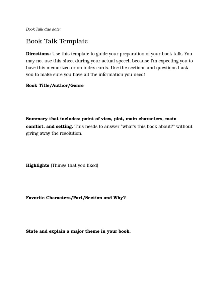 Book Talk Rubric | PDF | Career & Growth | Language Arts & Discipline