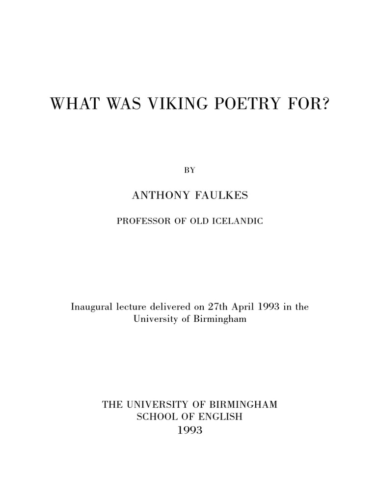 What Was Viking Poetry For? | PDF | Vikings | Poetry