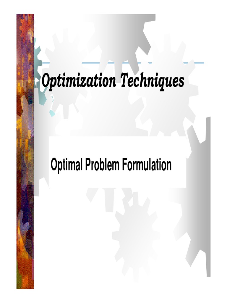 Optimization Techniques | PDF | Variable (Mathematics) | Mathematical Optimization