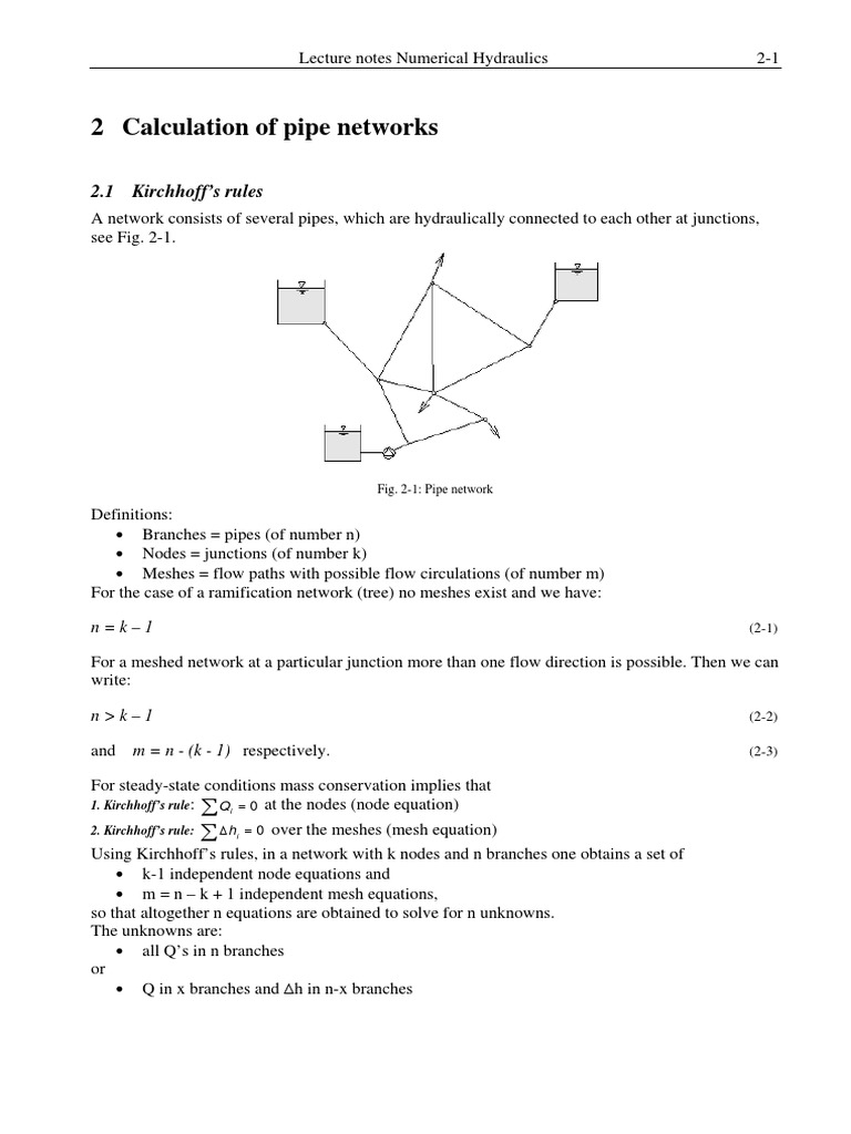 Calculation of Pipe Network | PDF | Dynamics (Mechanics) | Classical ...