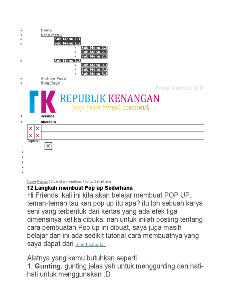 Cara Membuat Pop Up | PDF