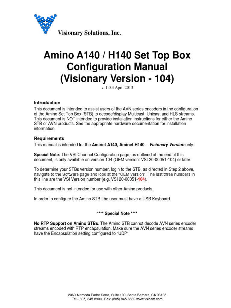Amino 140 VSI Configuration Manual PDF | PDF