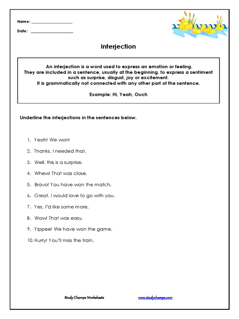 English Worksheets Interjections 2 | PDF | Language Arts & Discipline