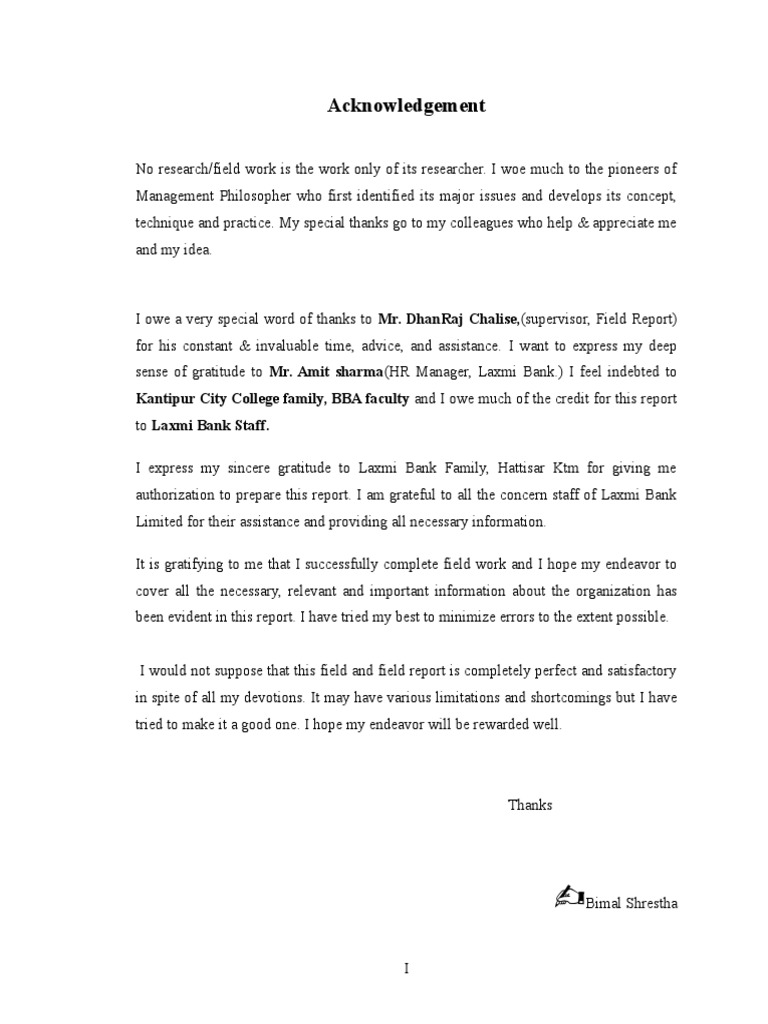 Acknowledgement | PDF | Field Research | Cognition