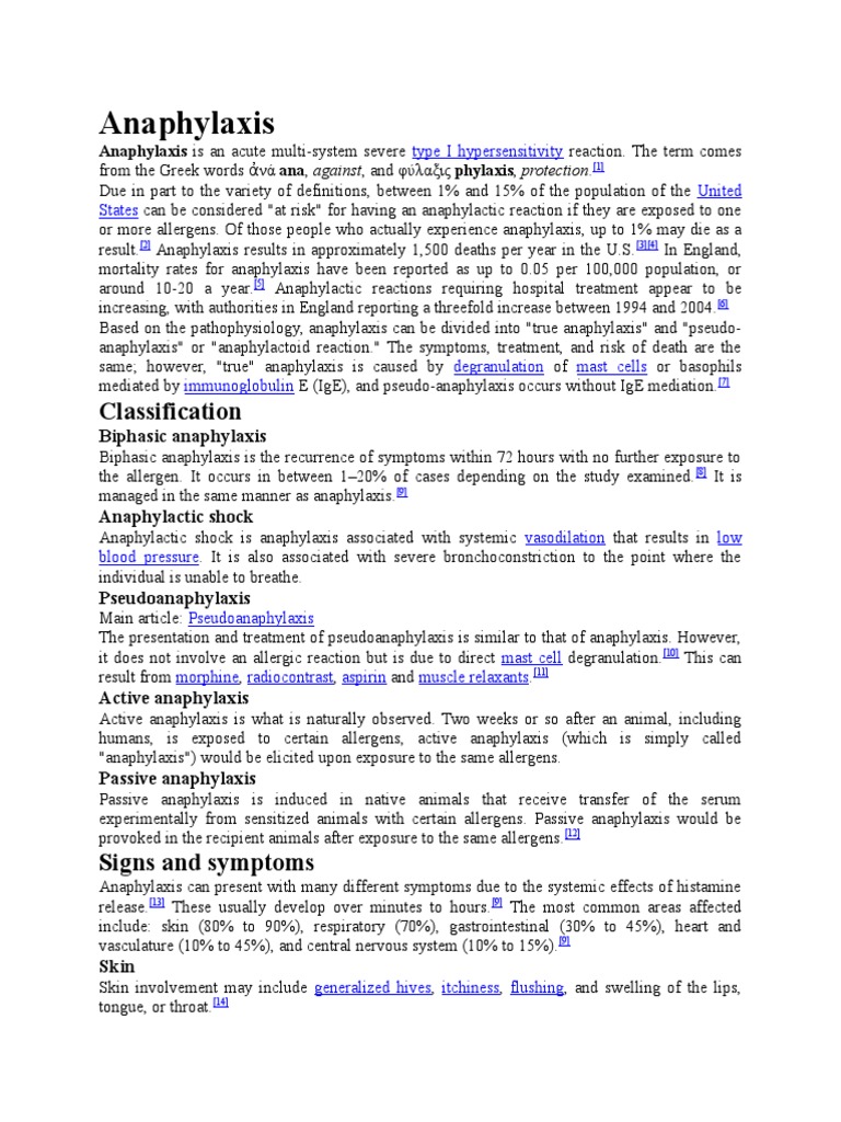 An In-Depth Examination of Anaphylaxis: Classification, Causes ...
