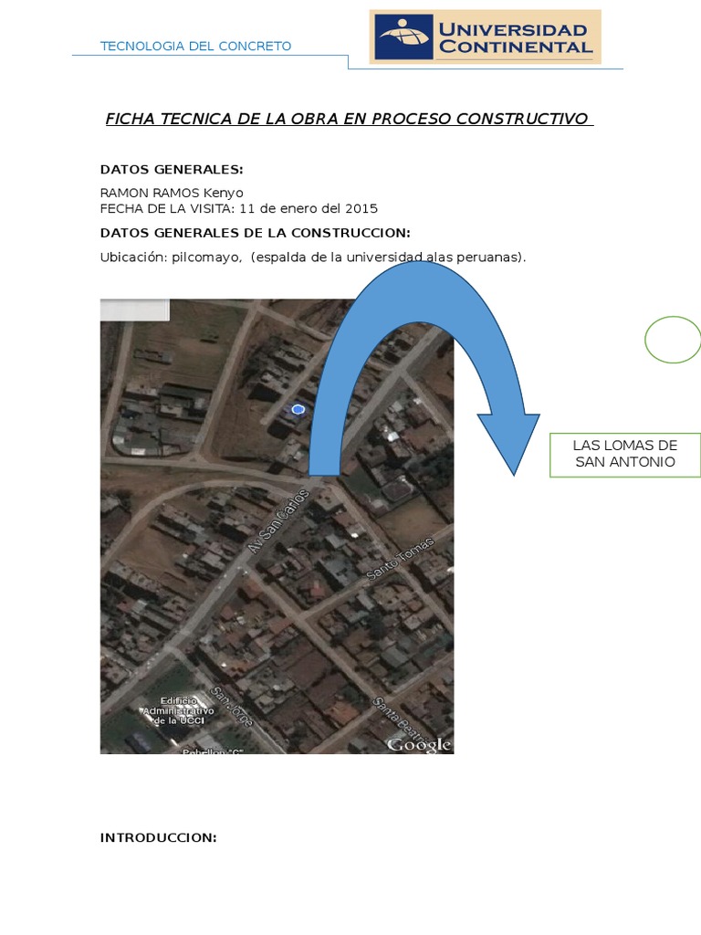 Ficha Tecnica de La Obra en Proceso Constructivo 1 | PDF | Hormigón ...