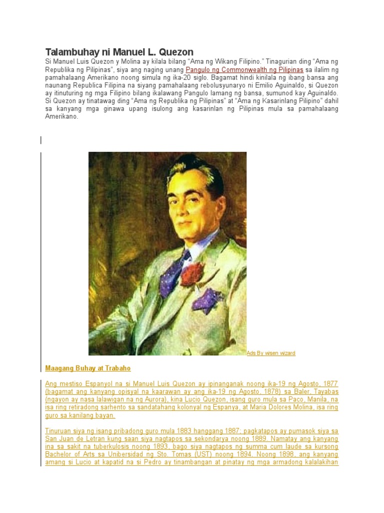 Talambuhay Ni Manuel L.quezon | PDF