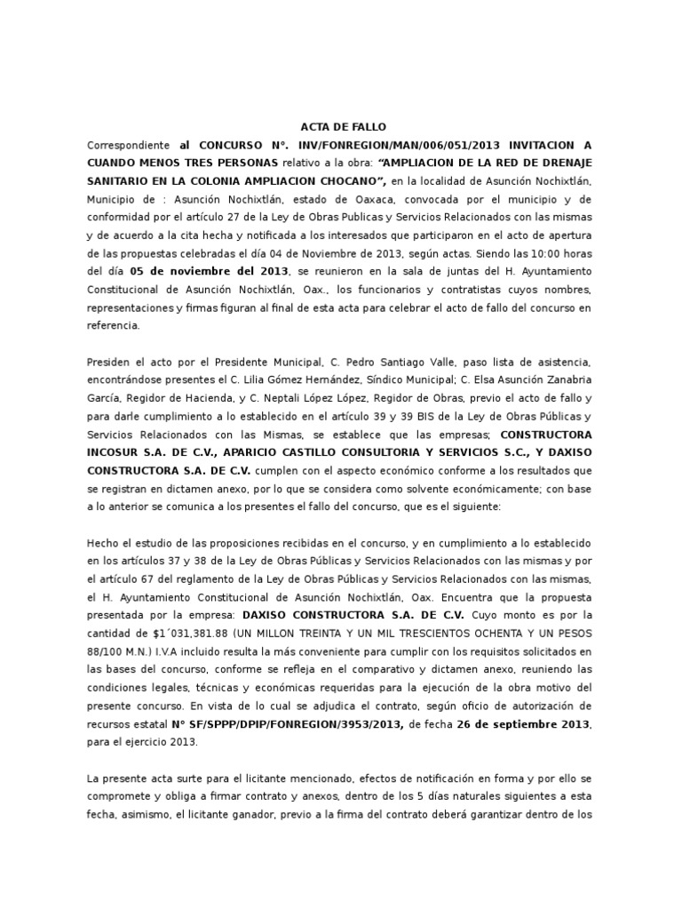 Acta de Fallo | PDF | Gobierno