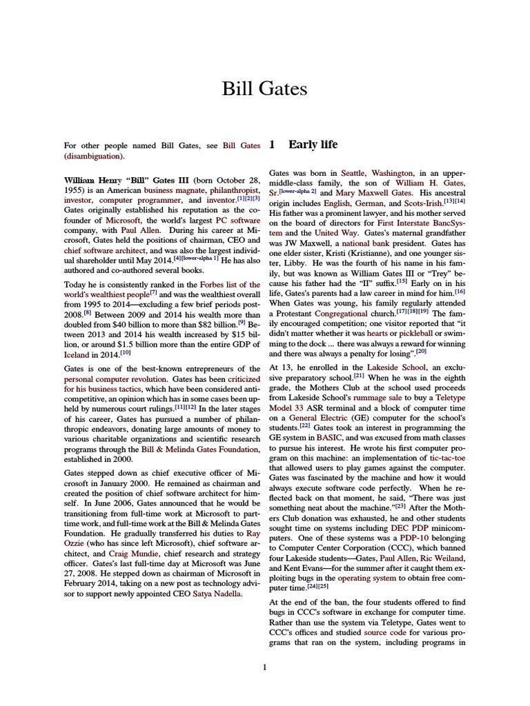 Biography Bill Gates | PDF | Computing | Computing And Information ...