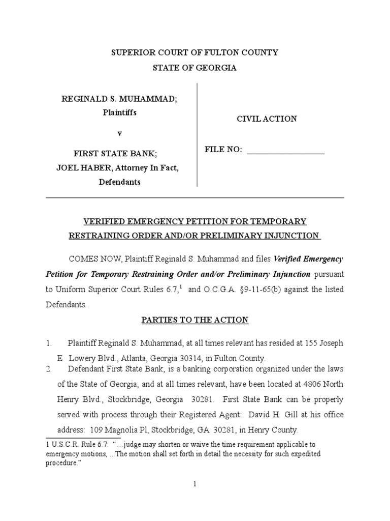 Emergency Petition for Restraining Order | PDF | Collection Agency ...