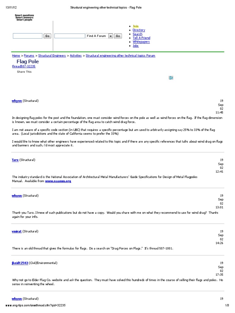Structural Engineering Other Technical Topics - Flag Pole | PDF | Flag ...