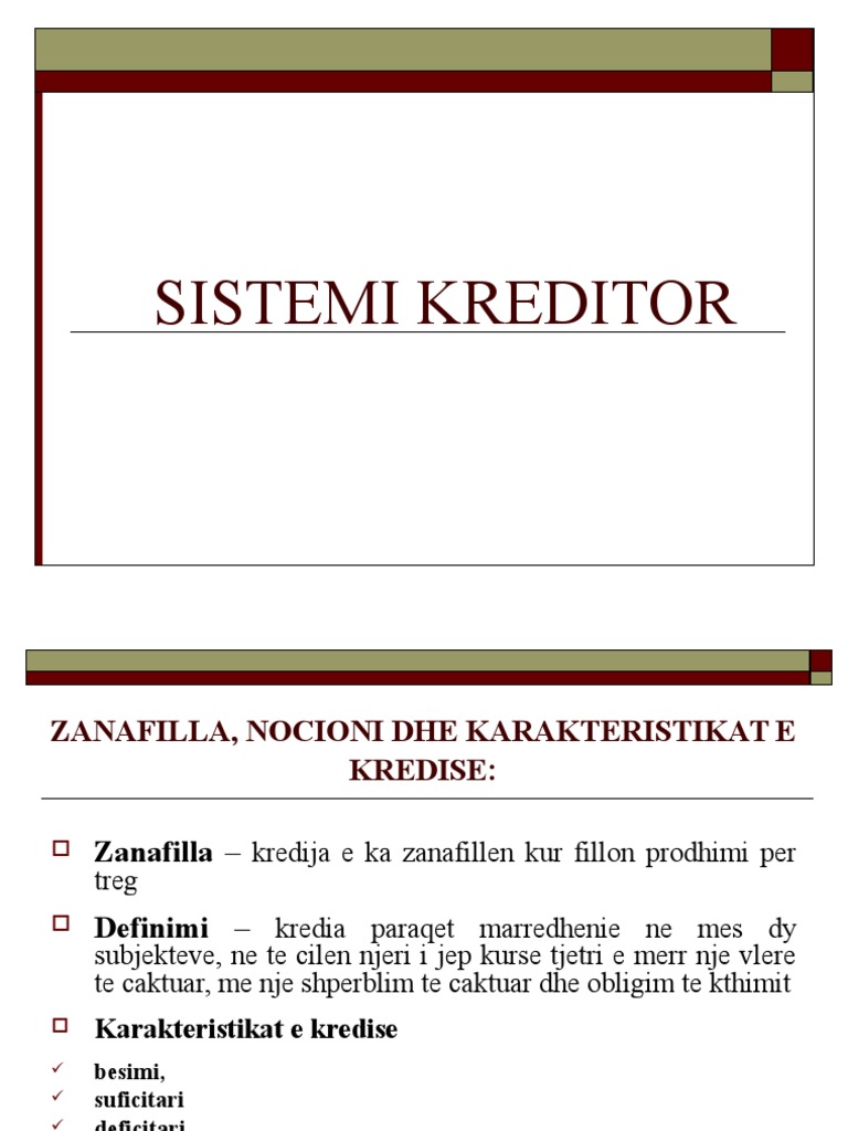 Sistemi Kreditor | PDF