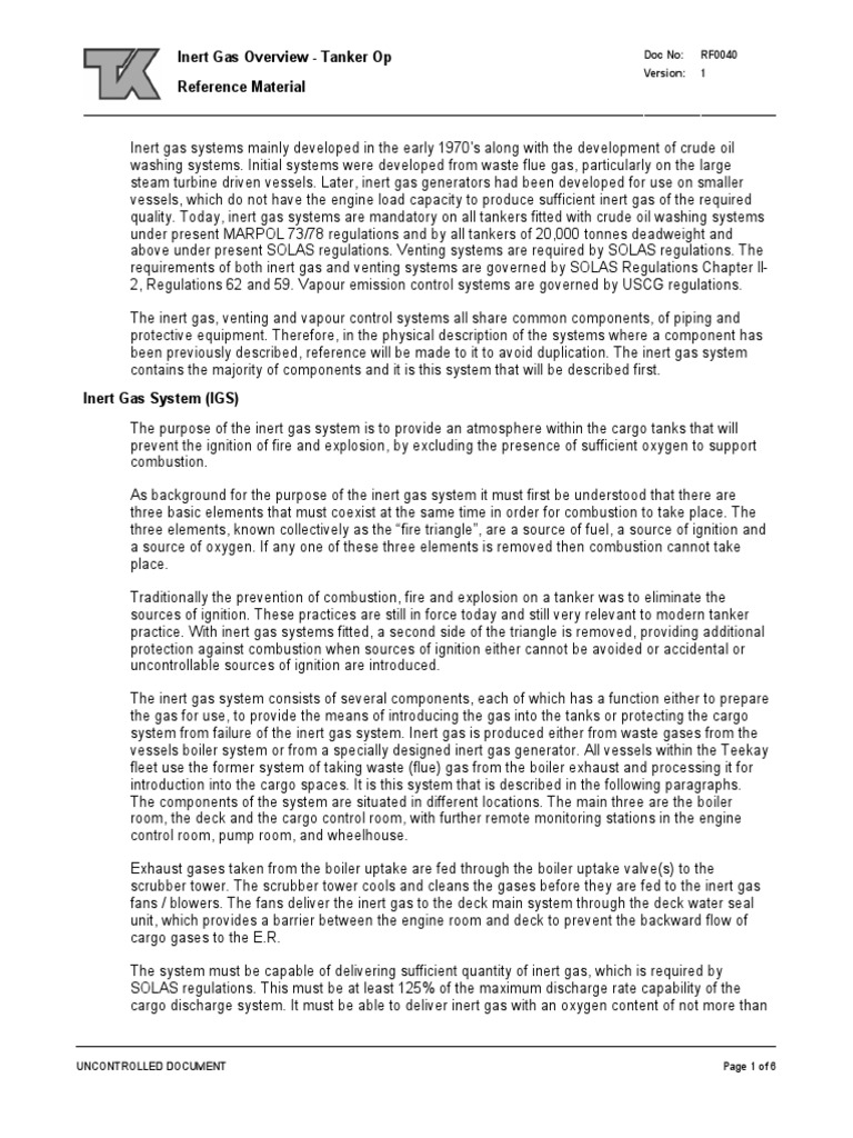 Inert Gas Overview | Download Free PDF | Oil Tanker | Valve