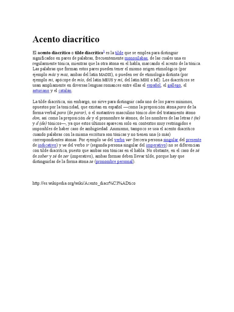 Acento Diacrítico | PDF