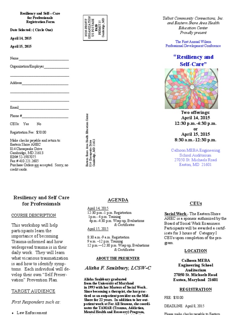 Resiliency and Self Care Brochure | PDF | Health Care | Service Industries