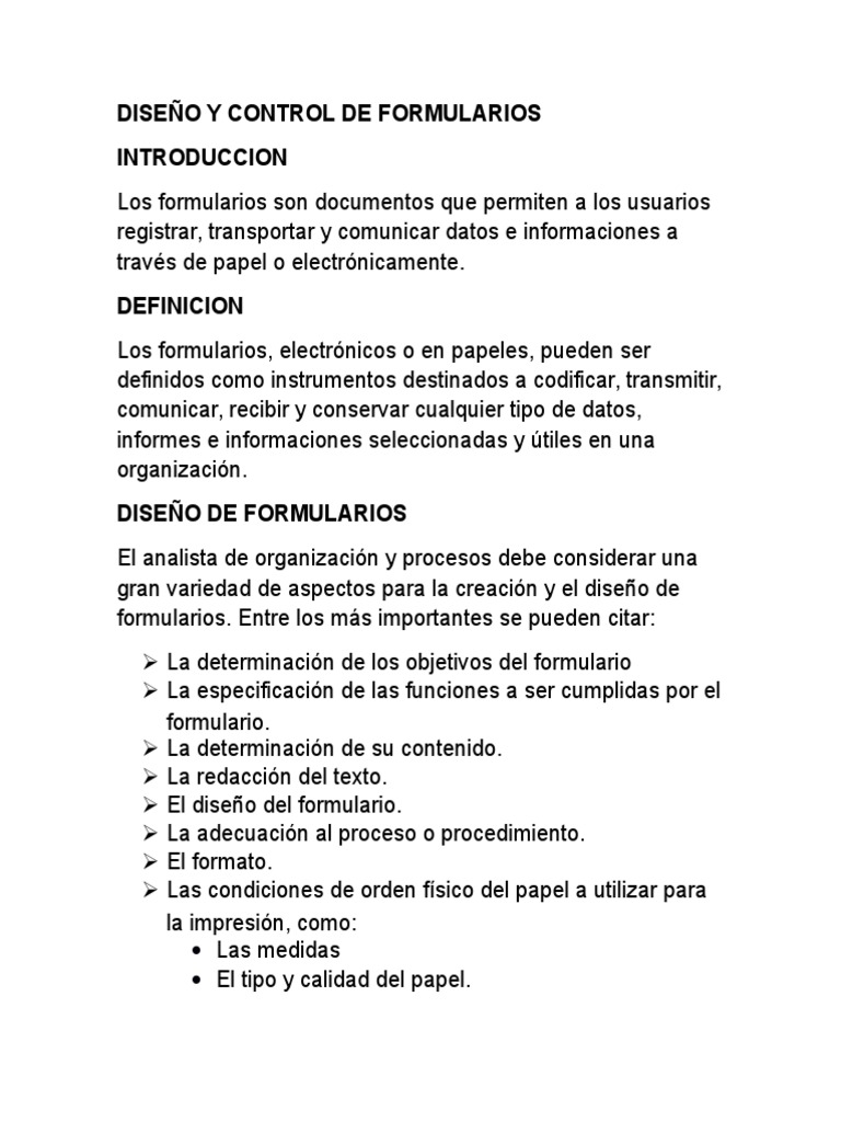 Diseño y Control de Formularios | PDF | Diseño | Papel