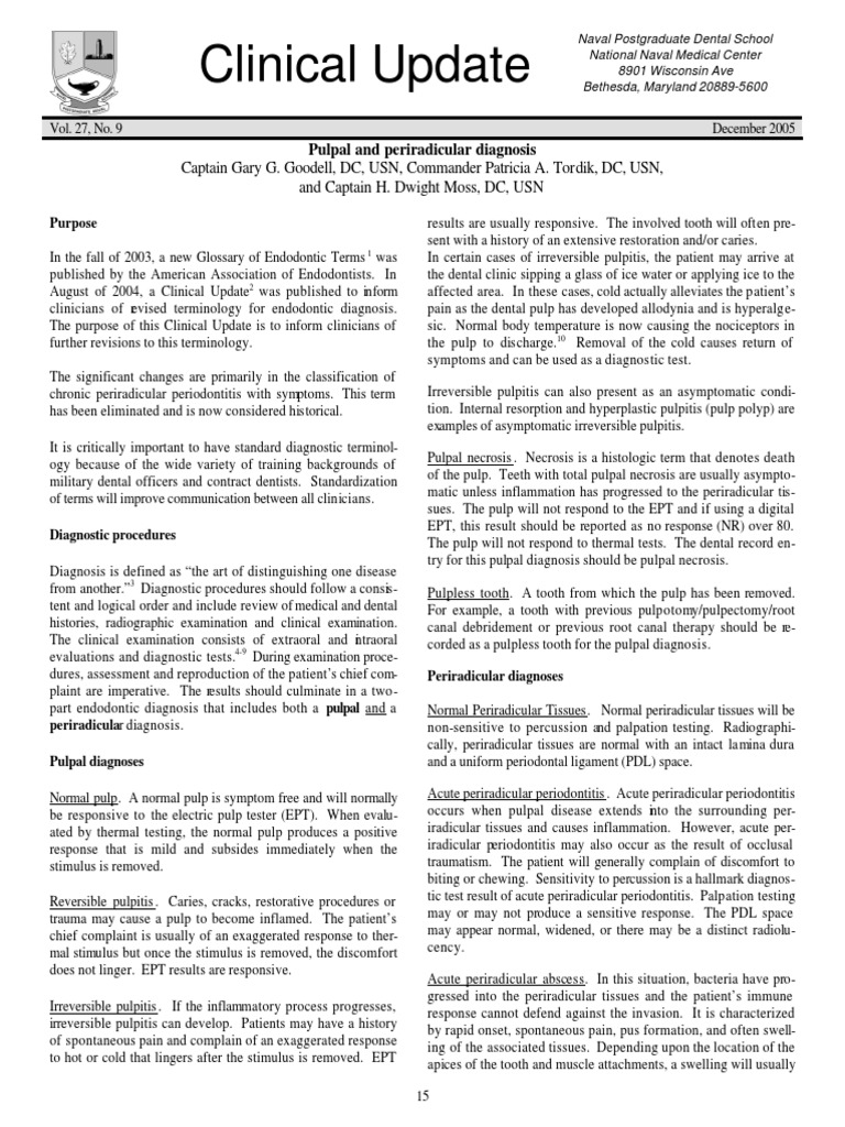Endodontic Diagnosis Update | PDF | Medical Diagnosis | Clinical Medicine