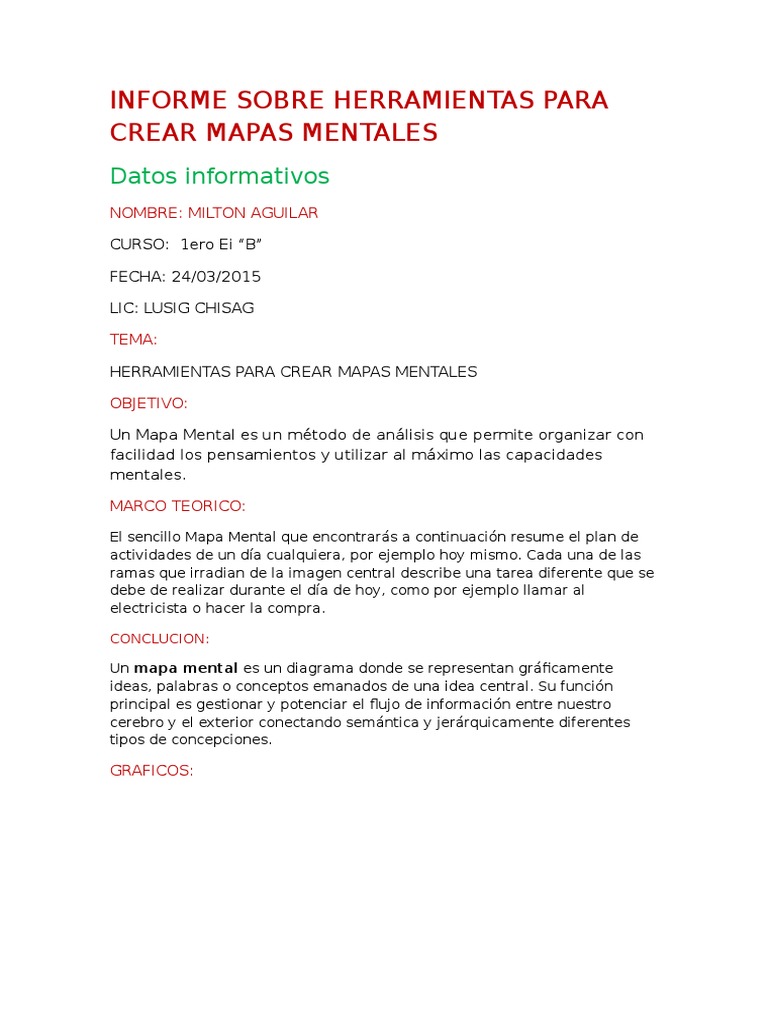 Informe Sobre Herramientas para Crear Mapas Mentales | PDF | Crecimiento personal y profesional ...