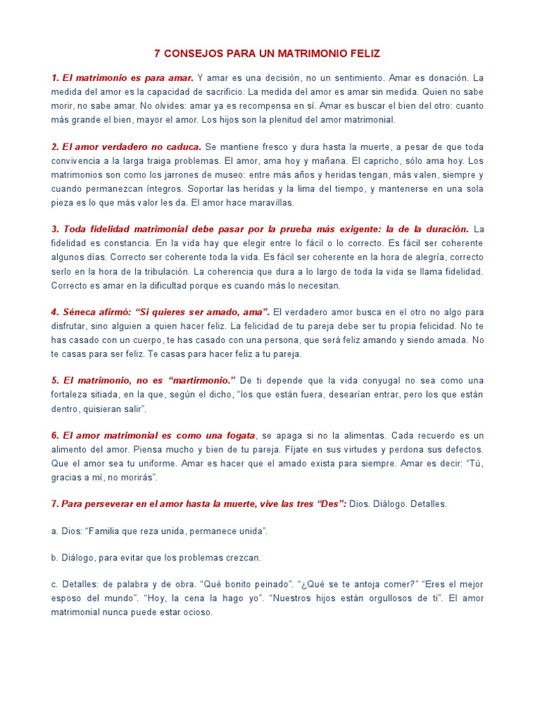 7 Consejos para Un Matrimonio Feliz | PDF | Matrimonio | Amor