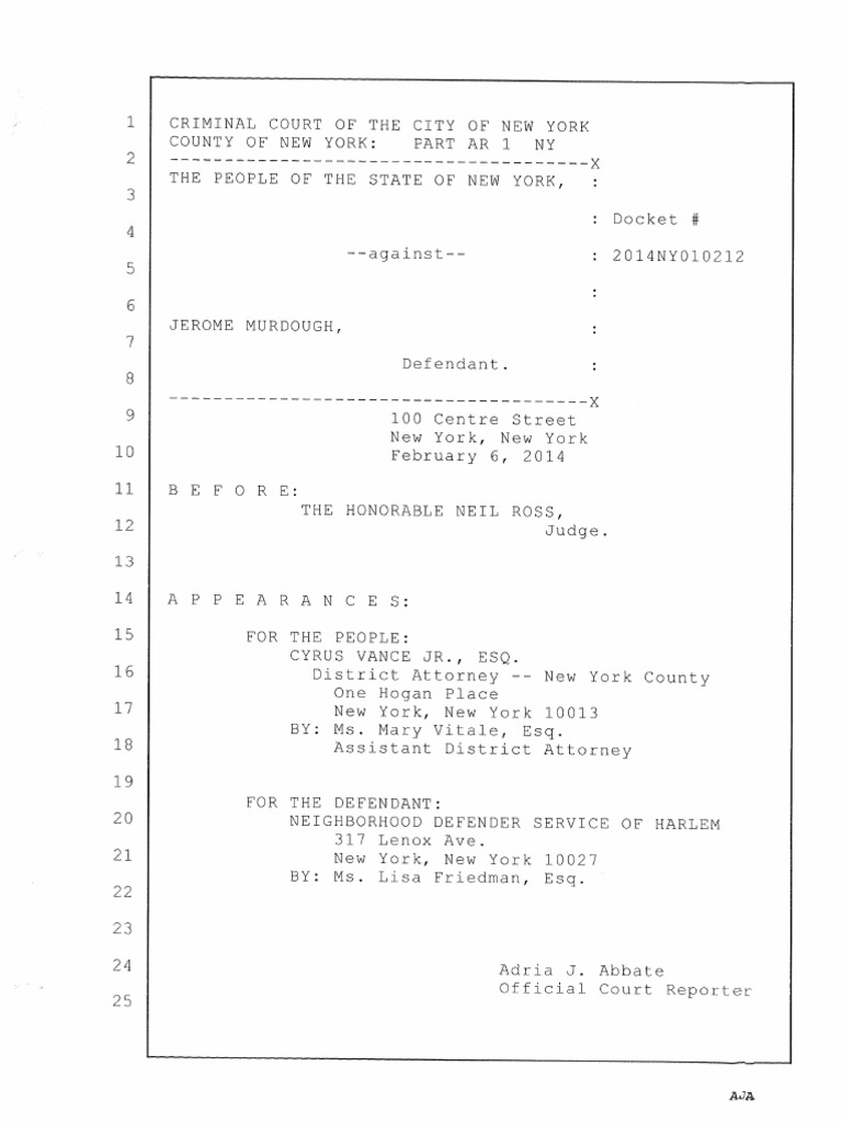 Jerome Murdough Transcript | PDF