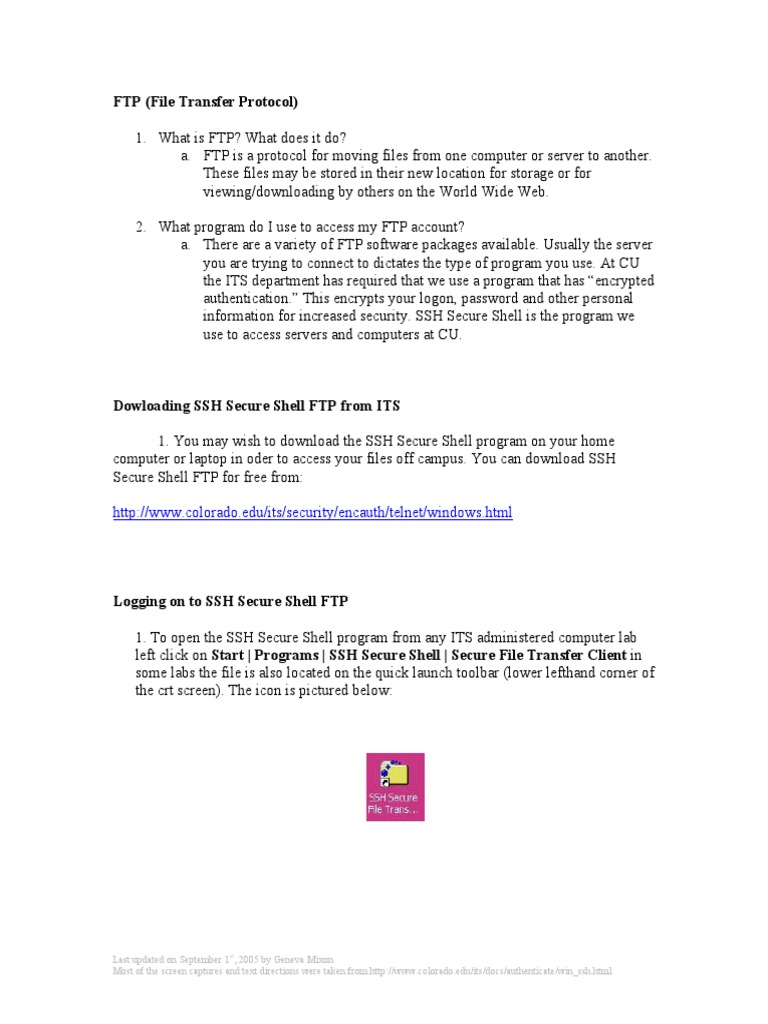 FTP (File Transfer Protocol) | PDF | File Transfer Protocol | Secure Shell