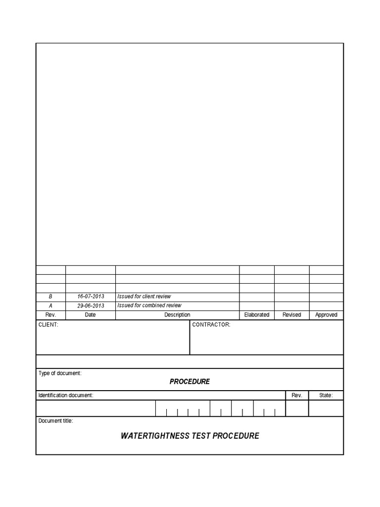 Watertightness Test Procedure Pdf Leak Water