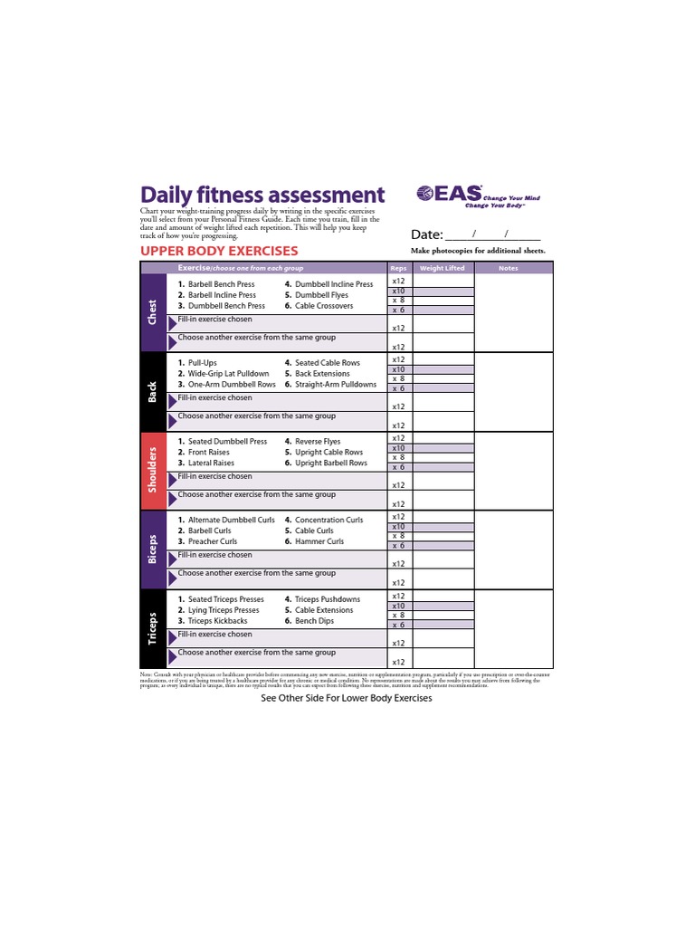 Daily Weight Training Progress Chart | PDF