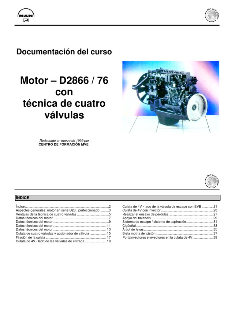 Manual Motor MAN D28 4V en Español | PDF | Tornillo | Pistón