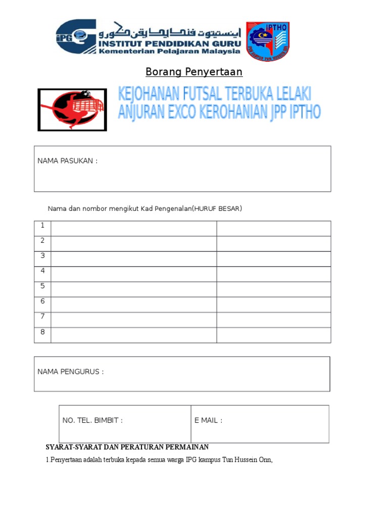 Borang Penyertaan Futsal | PDF
