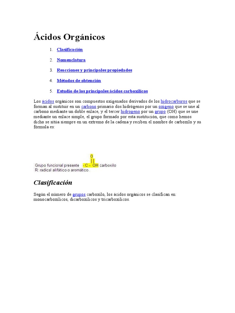 Ácidos Orgánicos | PDF | Compuestos orgánicos | Ácido acético