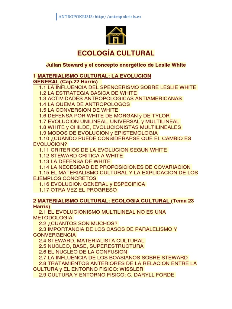 Ecologia Cultural de Lesly White | PDF | Evolución | Dialéctico