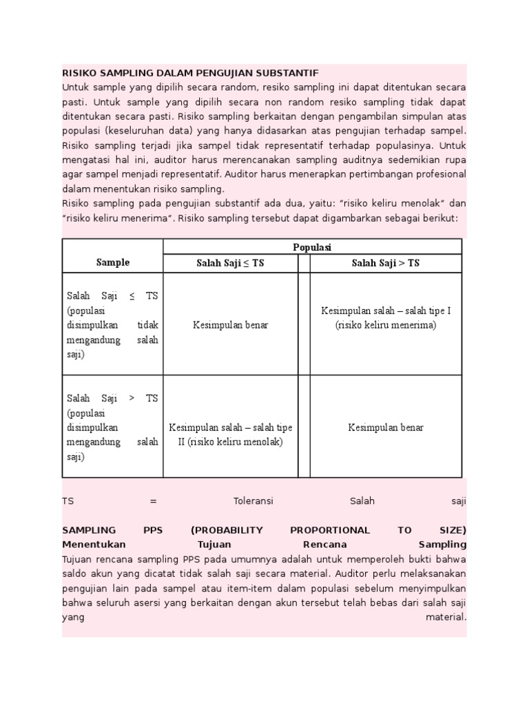 Risiko Sampling Dalam Pengujian Substantif | PDF