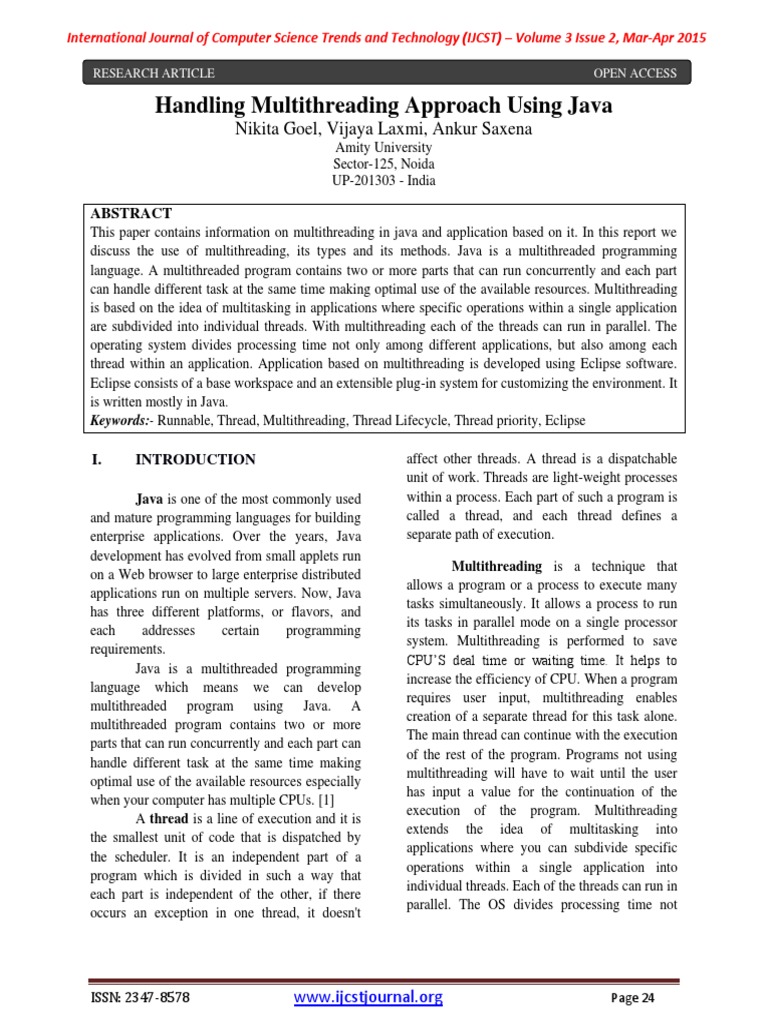 (IJCST-V3I2P5) : Nikita Goel, Vijaya Laxmi, Ankur Saxena | PDF | Thread (Computing) | Process ...