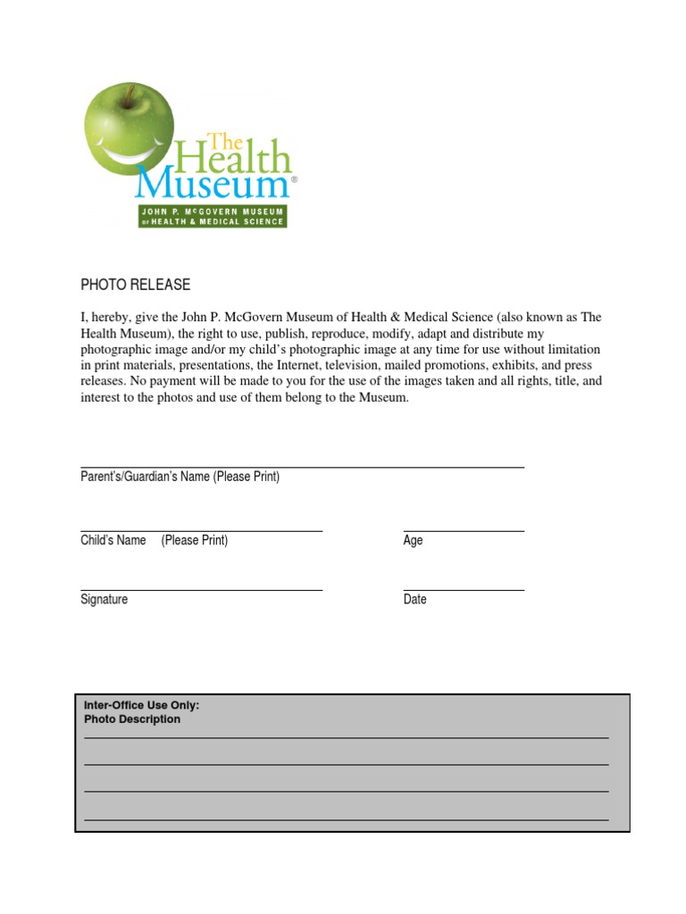 Health Museum Photo Release Form | PDF | Wellness