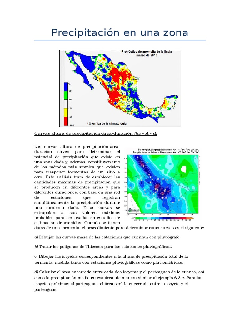 Precipitación en Una Zona | Precipitación | Matemáticas