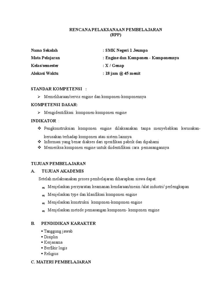 RPP Engine Dan Komponennya.. | PDF