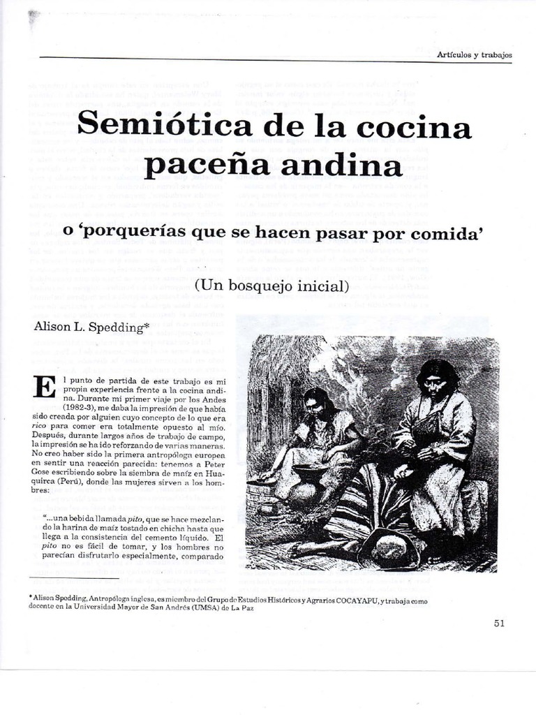 Semiotica de La Cocina Paceña Andina - Alison Spedding | PDF