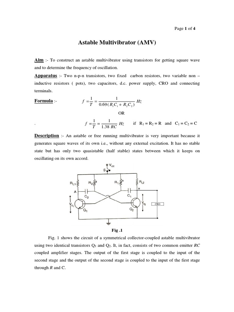 Astable Multivibrator | PDF