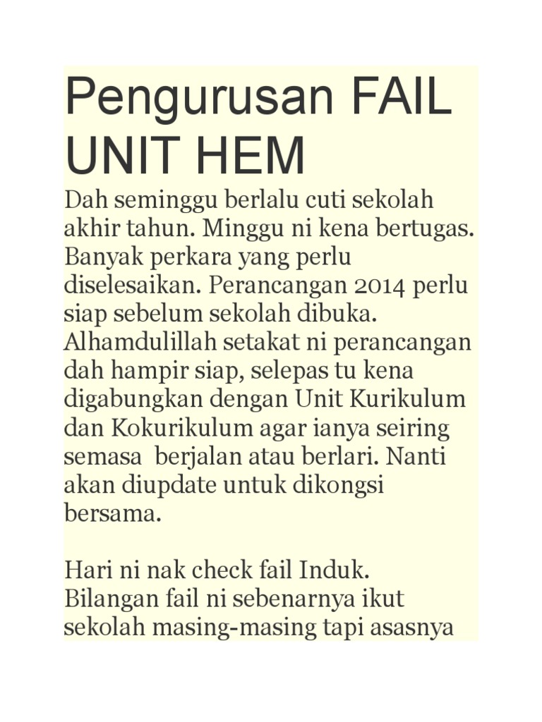 Pengurusan Fail Unit Hem | PDF