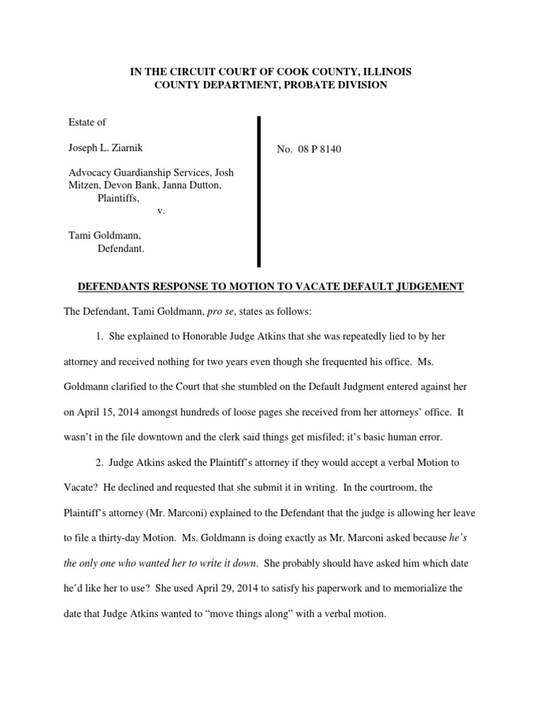 Defendant's Response Motion To Vacate Default Judgment | PDF | Default ... Defendant's Response Motion To Vacate Default Judgment | PDF | Default ...