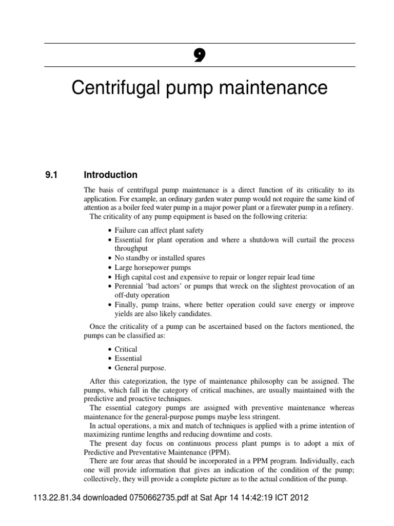 Pump Maintenance | PDF | Bearing (Mechanical) | Pump