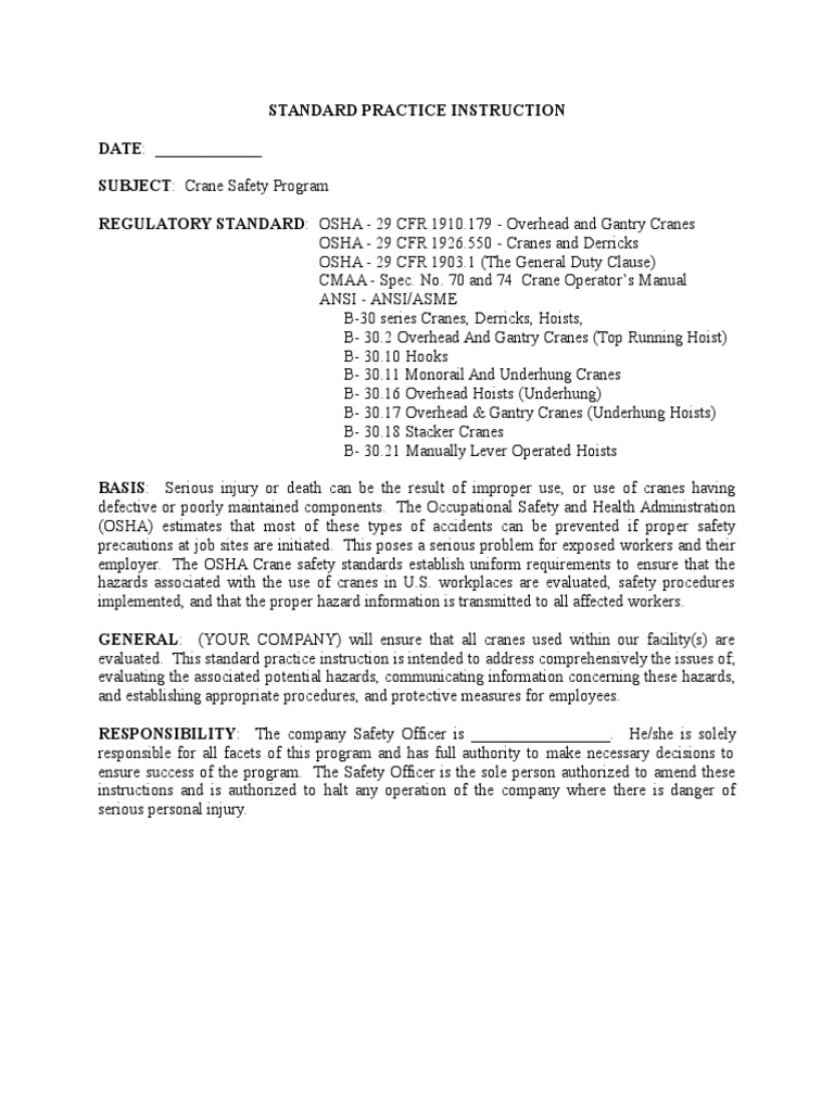 Crane Safety Program Essentials | PDF | Crane (Machine) | Occupational ...