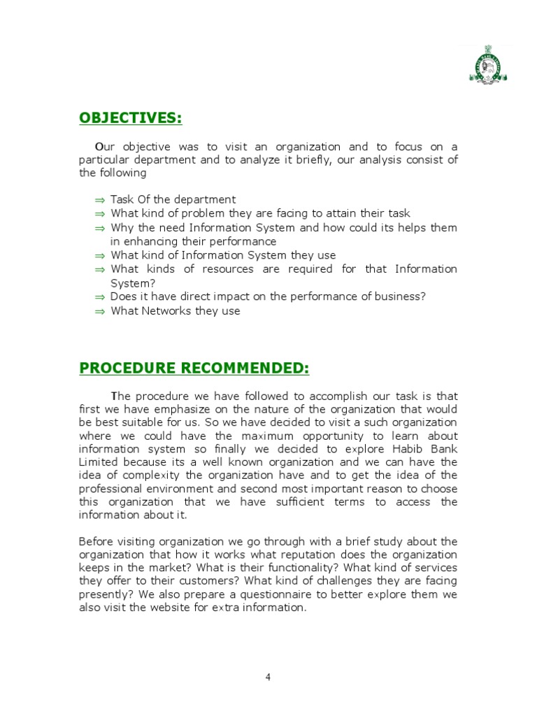 Objectives:: Our Objective Was To Visit An Organization and To Focus On A | PDF | Graphical User ...
