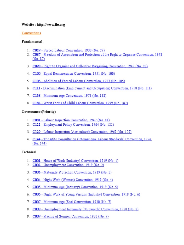 7.ILO Conventions Recommendations | PDF | International Labour ...