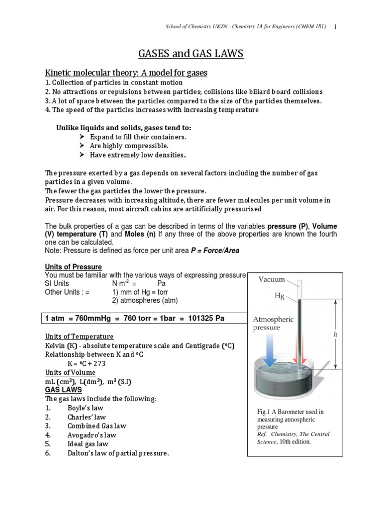 Gas Laws and Pressure Conversions | PDF | Gases | Mole (Unit)