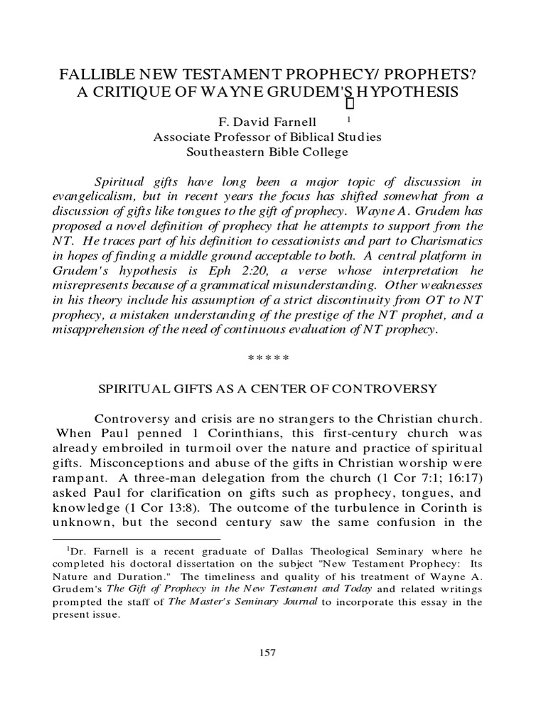 Fallible New Testament Prophecy/Prophets? A Critique of Wayne Grudem'S ...