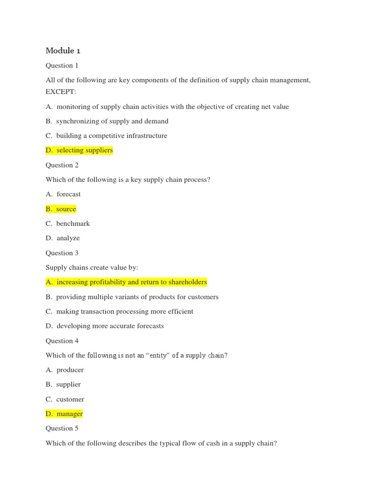 CSCP Questions | PDF | Supply Chain Management | Enterprise Resource Planning