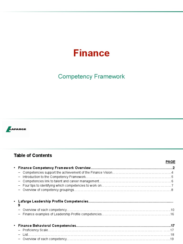Finance Competency Model 2007 | Competence (Human Resources) | Mergers ...
