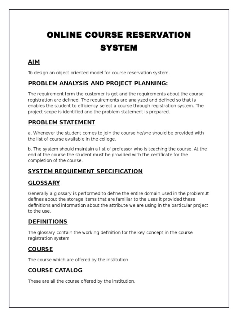 Online Course Reservation System Design | PDF | Use Case | System