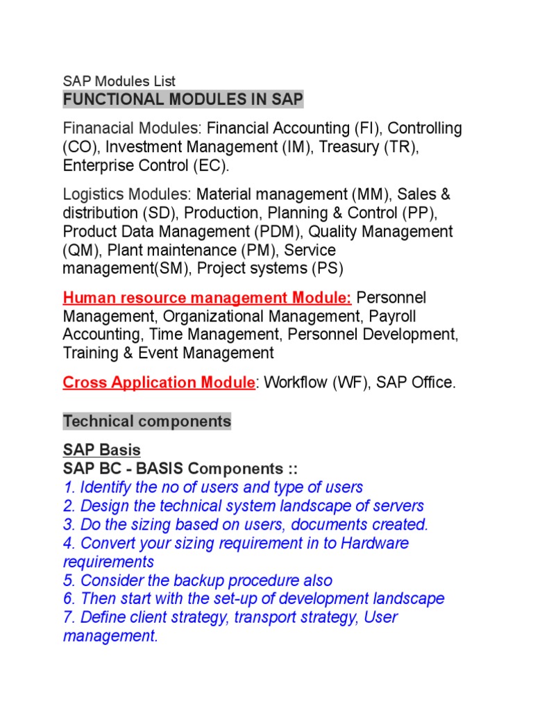SAP Modules List | Sap Se | Customer Relationship Management